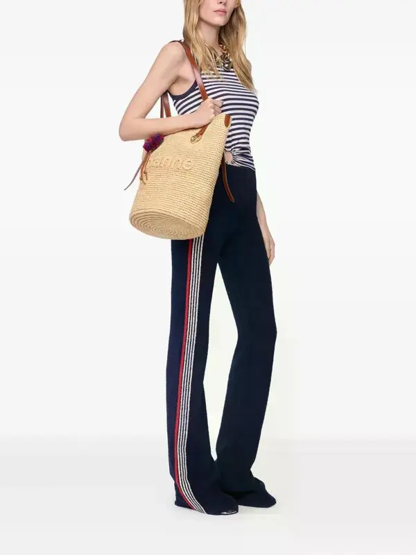 Rabanne Knitted Flared Trousers With Contrasting Stripe Detail