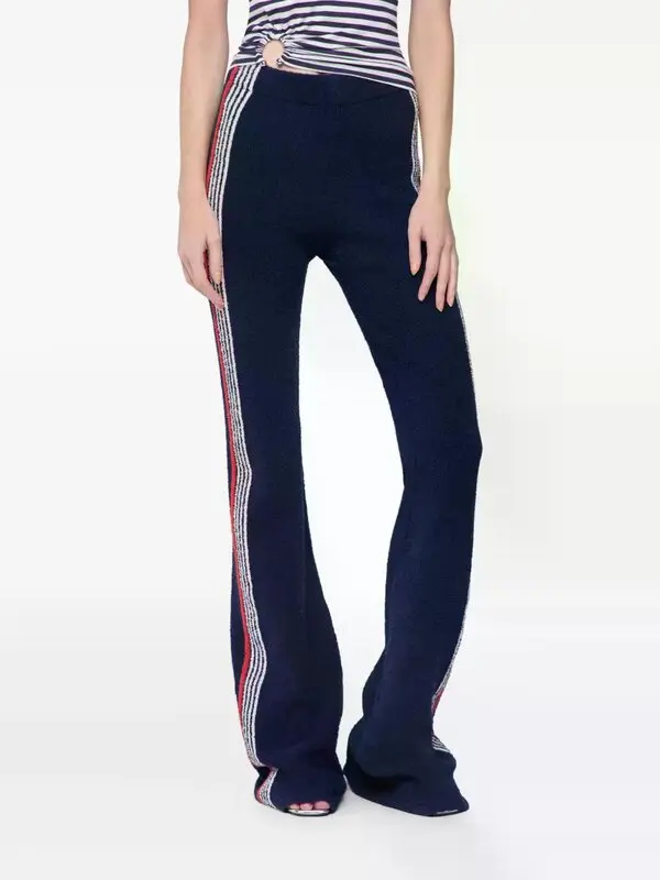 Rabanne Knitted Flared Trousers With Contrasting Stripe Detail