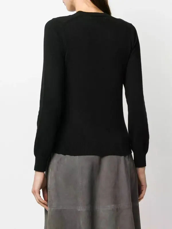 Play Comme Des Garcon Heart-patch V-neck Wool Sweater - Black