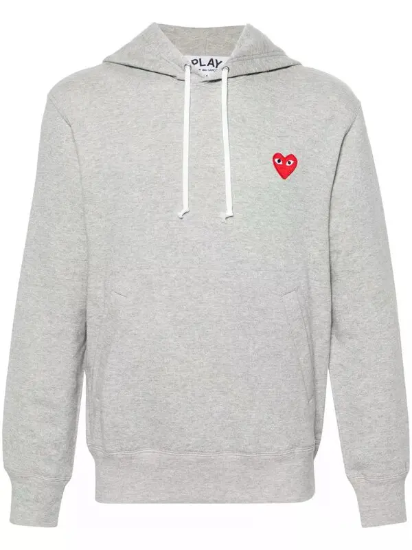 Play Comme Des Garcon Heart Motif Cotton Hoodie - Grey