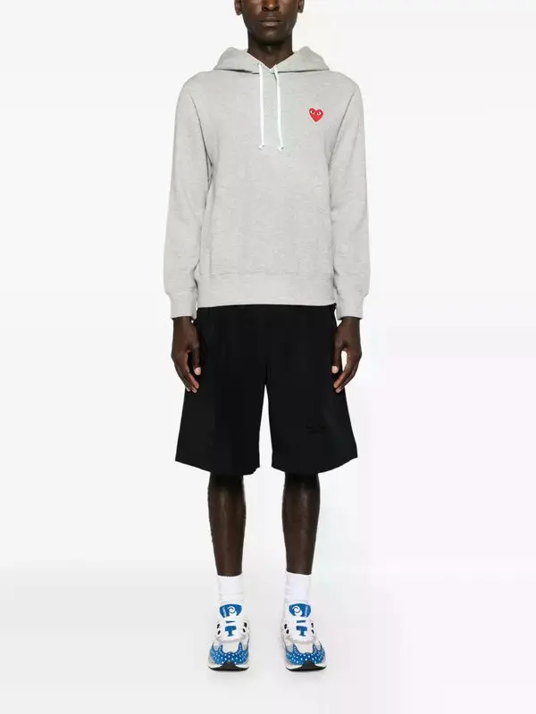 Play Comme Des Garcon Heart Motif Cotton Hoodie - Grey