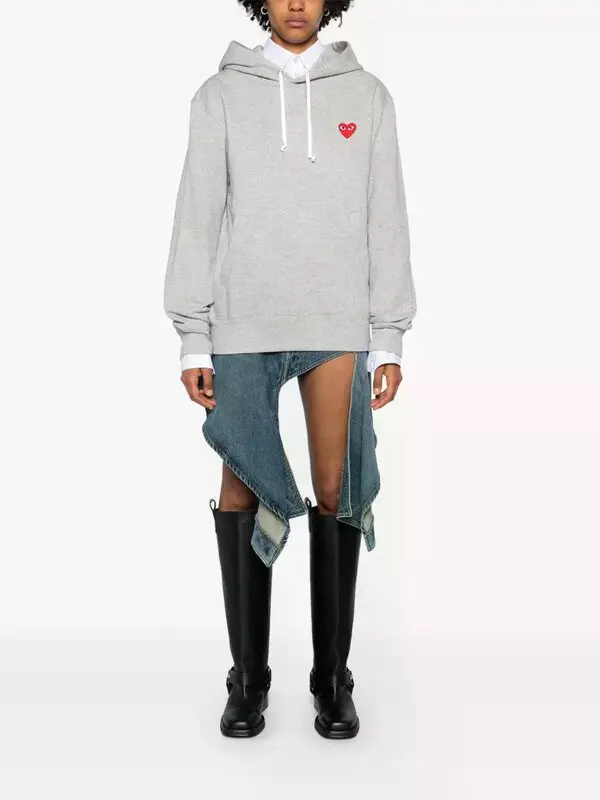 Play Comme Des Garcon Heart Motif Cotton Hoodie - Grey