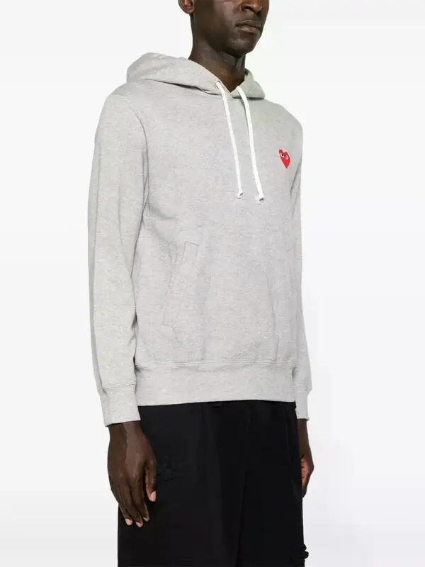 Play Comme Des Garcon Heart Motif Cotton Hoodie - Grey
