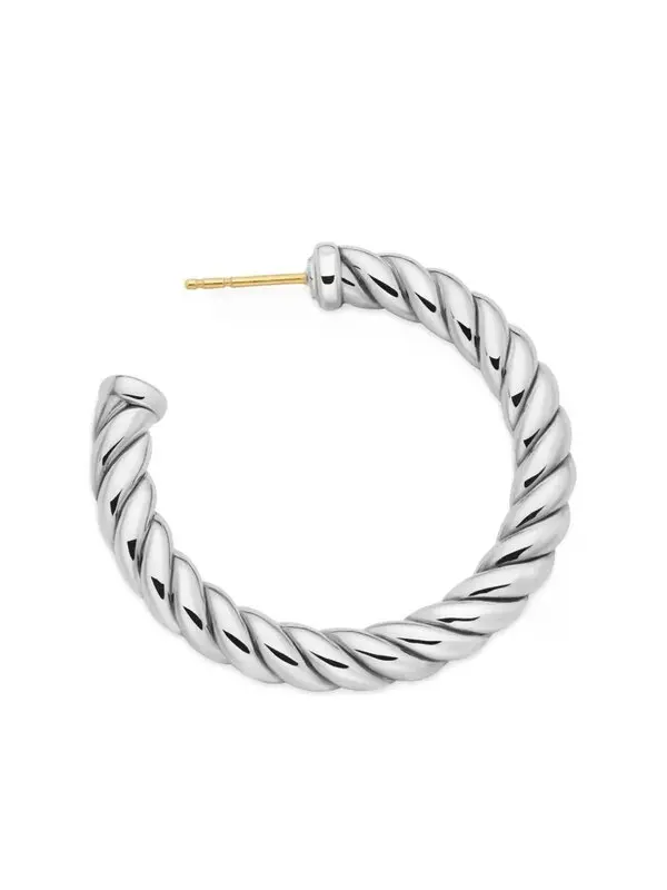 David Yurman Sterling Sculpted Cable Hoop Earrings