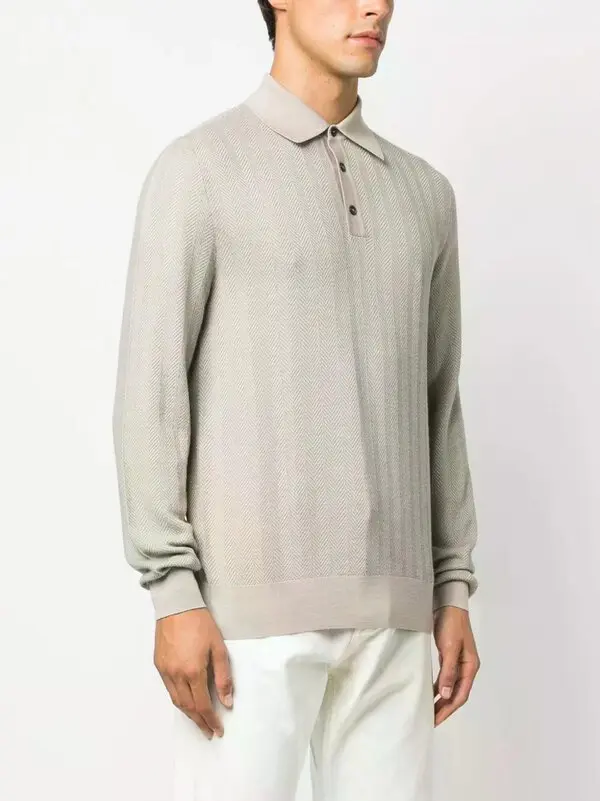 Brioni Long-sleeve Wool Polo Shirt
