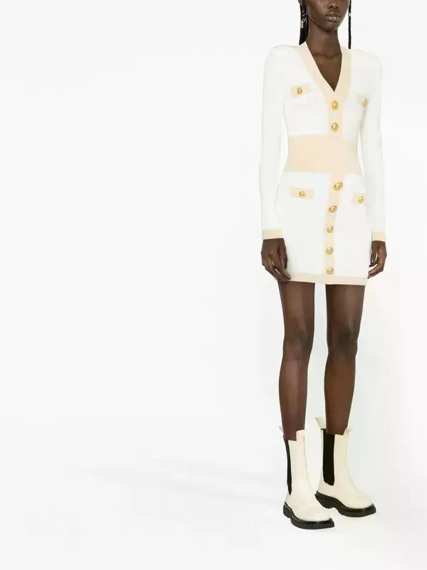 Balmain Embossed-button Knitted Minidress