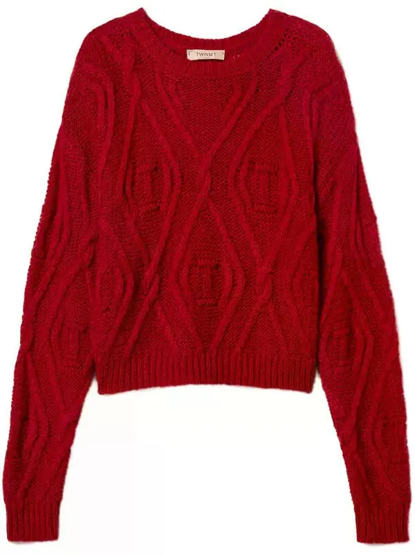 TWINSET Intarsia-knit Logo Drop-shoulder Sweater