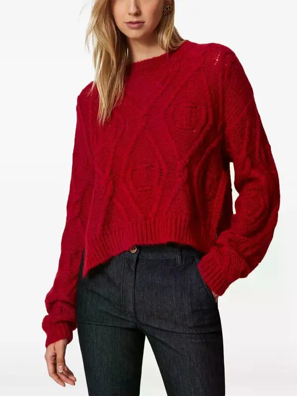 TWINSET Intarsia-knit Logo Drop-shoulder Sweater