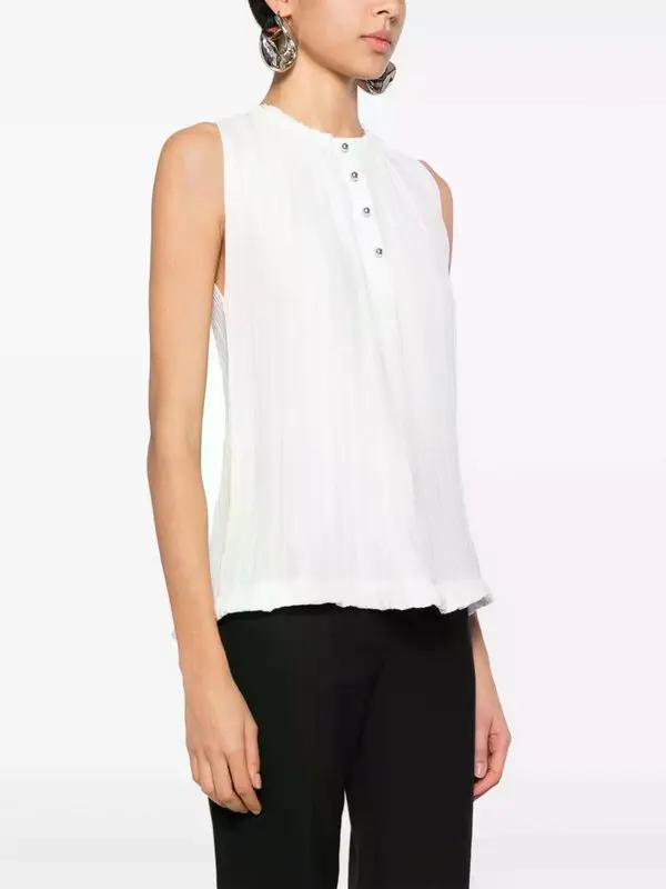 LANVIN Sleeveless Plissé Top - White