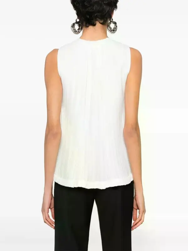 LANVIN Sleeveless Plissé Top - White