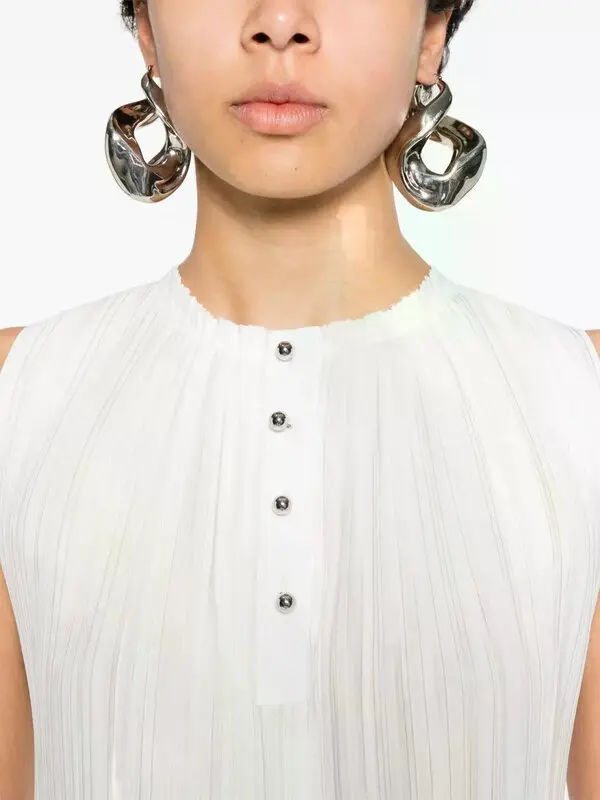 LANVIN Sleeveless Plissé Top - White