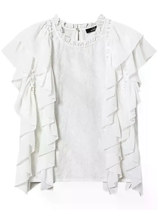 TWINSET Embroidered Ruffled Blouse