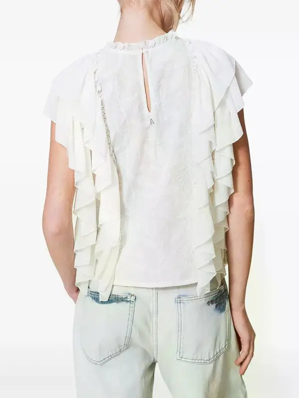 TWINSET Embroidered Ruffled Blouse