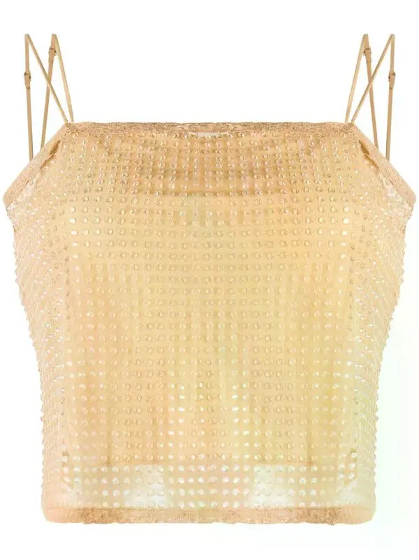 Alexander Wang Crystal-embellished Silk Top - Neutrals