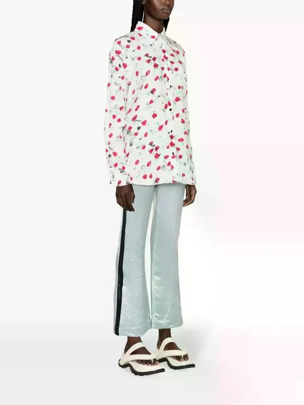 Marni Floral-print Shirt With Logo Buttons