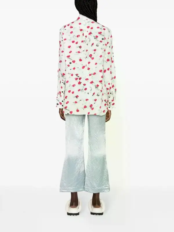 Marni Floral-print Shirt With Logo Buttons
