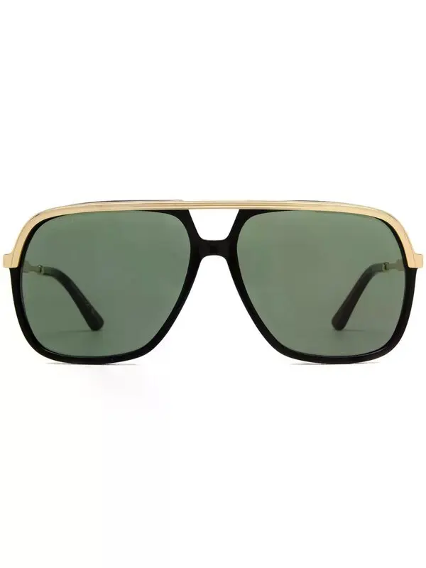 Gucci Navigator-frame Sunglasses With Web Detail - Gold