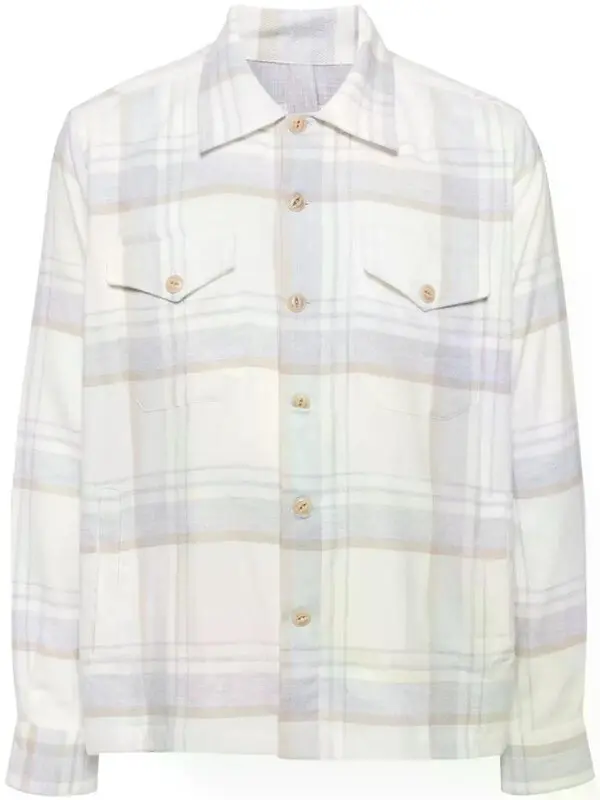 Eleventy Checked Cotton Shirt - White