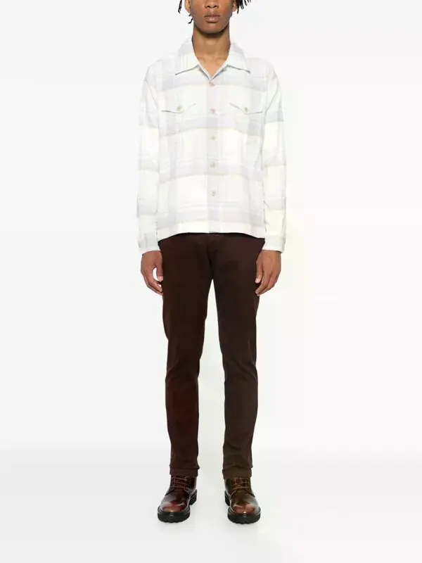 Eleventy Checked Cotton Shirt - White