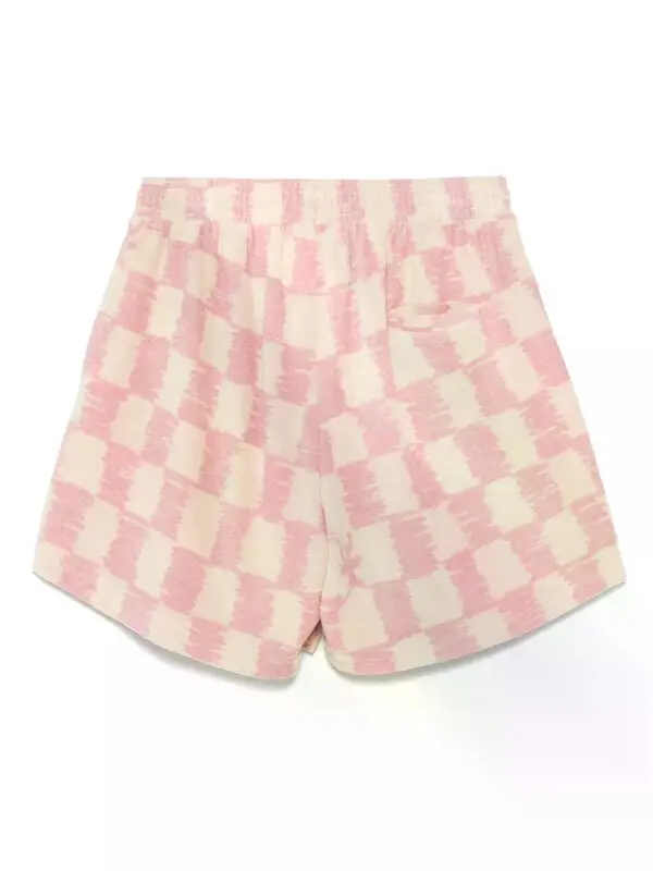 BONSAI Checkerboard Print Elasticated Waist Shorts - Neutrals