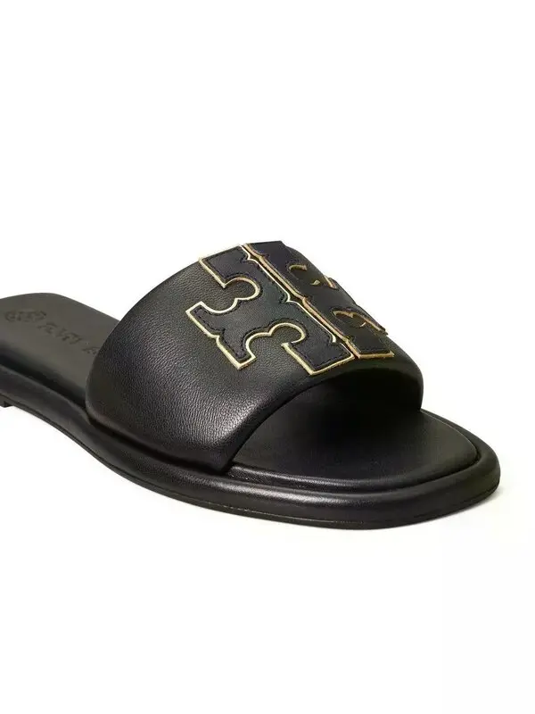 Tory Burch Double T Sport Slides - Black
