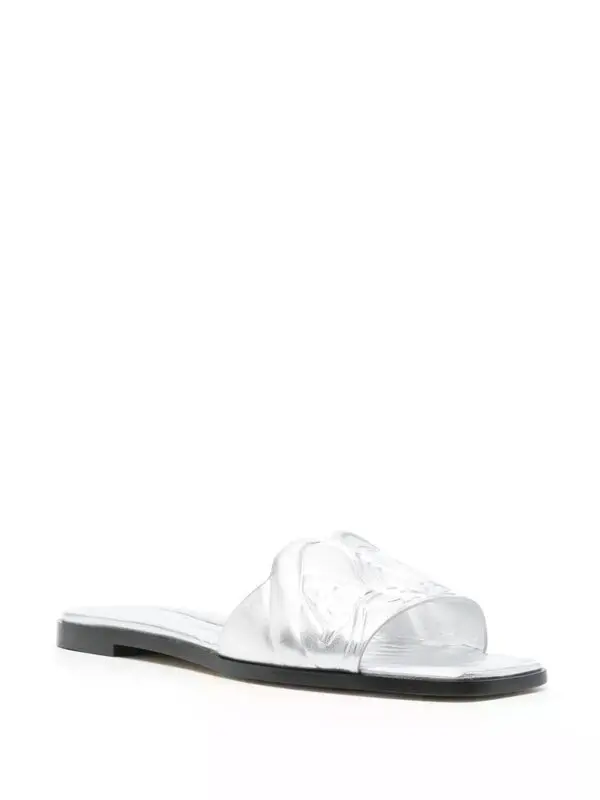 Alexander McQueen Embossed-logo Slides - Silver