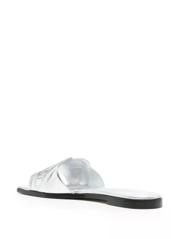 Alexander McQueen Embossed-logo Slides - Silver