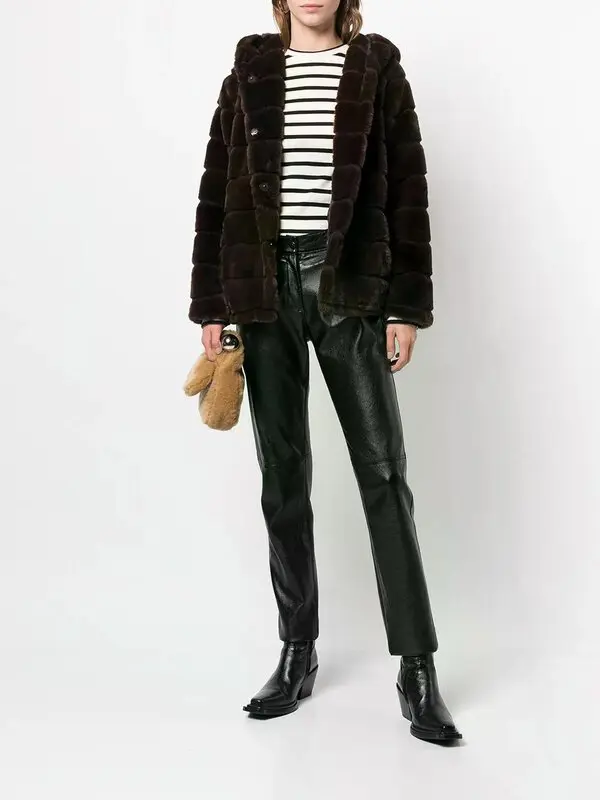 Apparis Hooded Faux-fur Coat - Brown
