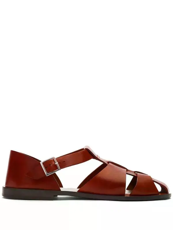 SCAROSSO Apollo Buckle-fastening Leather Sandals - Brown