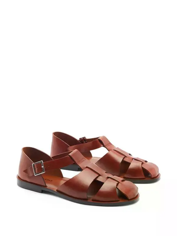 SCAROSSO Apollo Buckle-fastening Leather Sandals - Brown