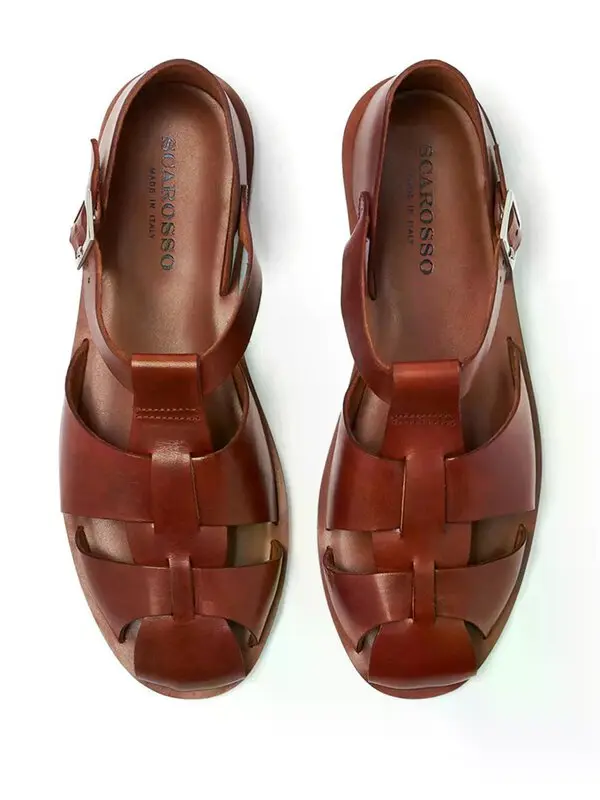 SCAROSSO Apollo Buckle-fastening Leather Sandals - Brown