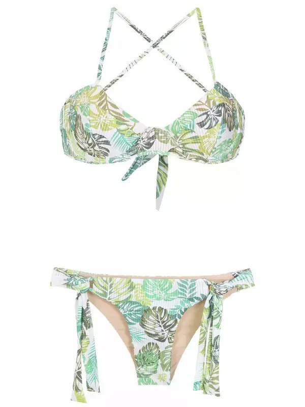 AMIR SLAMA Palm Leaf Print Bikini