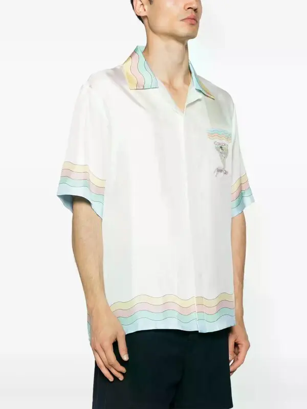 Casablanca Cuban-collar Silk Shirt