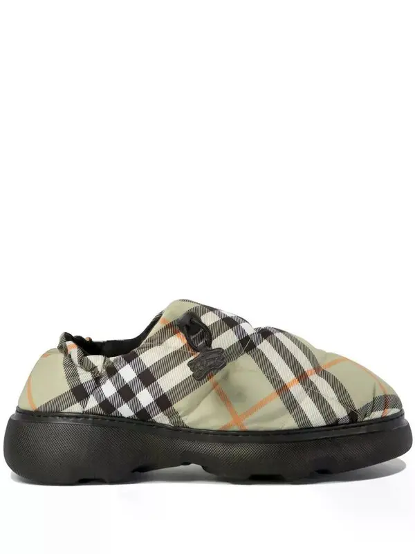 Burberry Quilted Check Heeled Mules - Neutrals