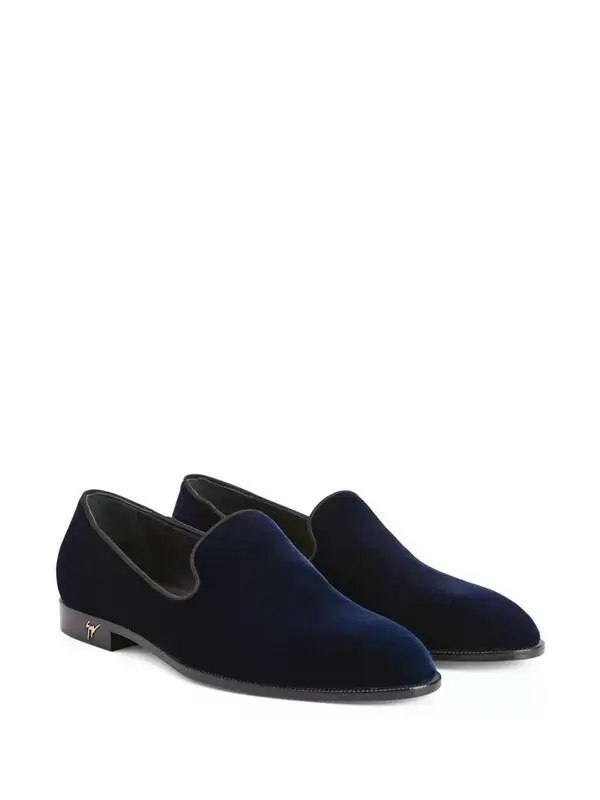 GIUSEPPE ZANOTTI Velvet-effect Loafers - Blue