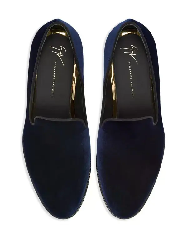 GIUSEPPE ZANOTTI Velvet-effect Loafers - Blue