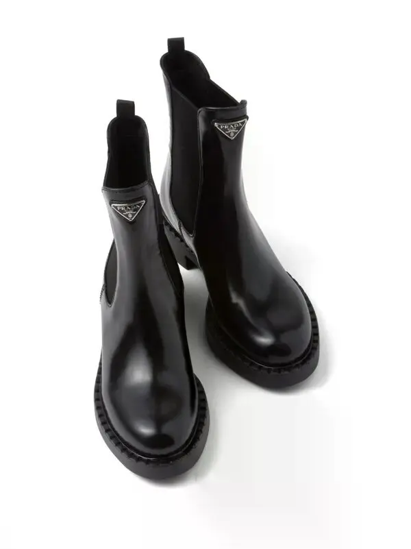 Prada Brushed Leather Chelsea Boots