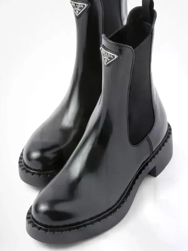 Prada Brushed Leather Chelsea Boots