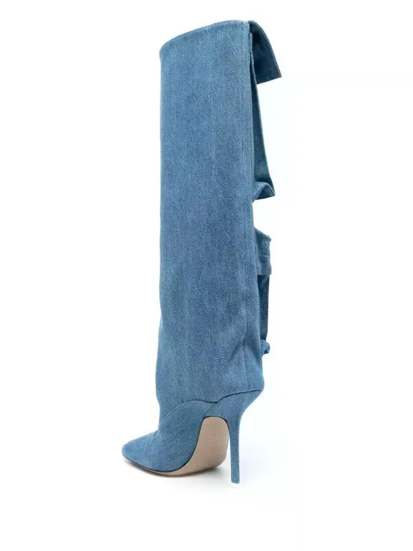 Attico Sienna 105mm Denim Boots - Blue