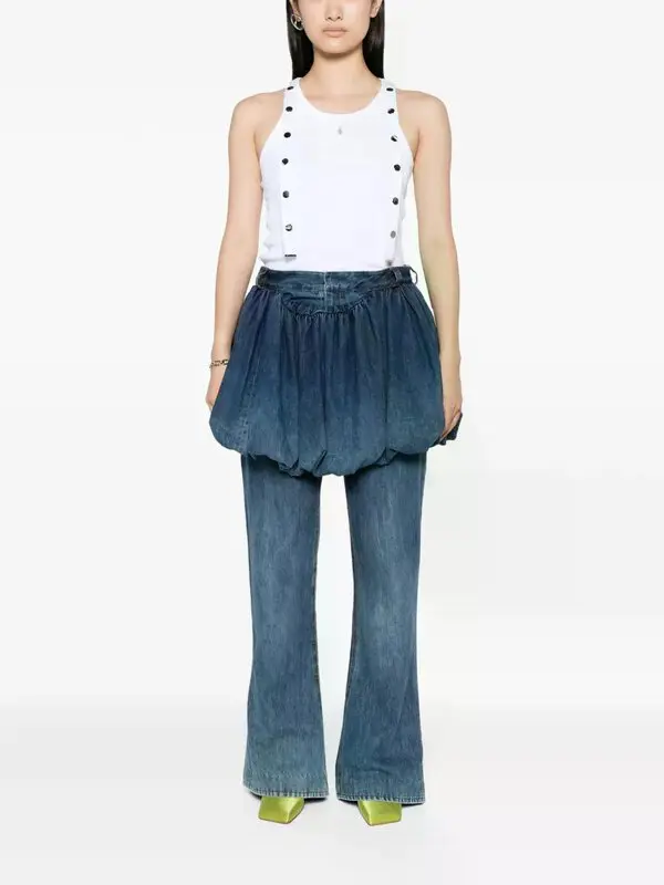 Attico Optical " Ribbed Tank Top With Embellished Straps
