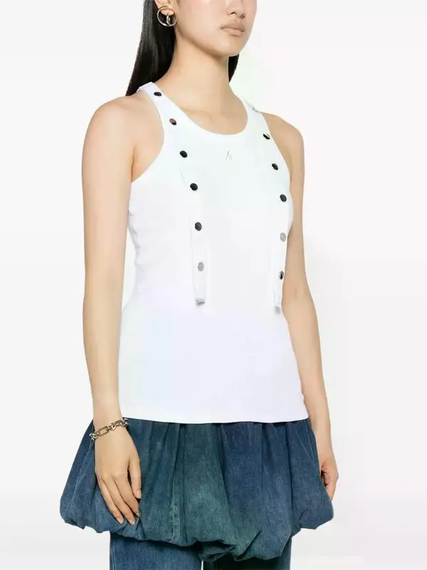 Attico Optical " Ribbed Tank Top With Embellished Straps