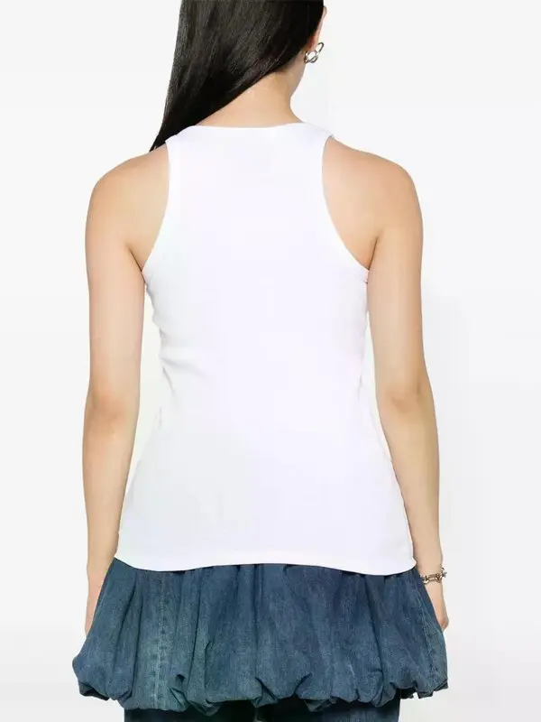 Attico Optical " Ribbed Tank Top With Embellished Straps