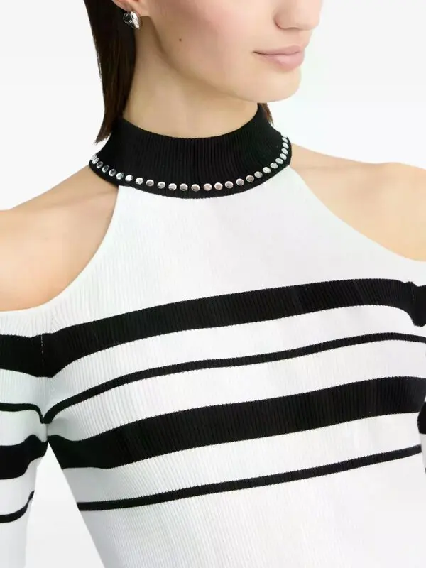 Liu Jo Striped Stud-detail Sweater