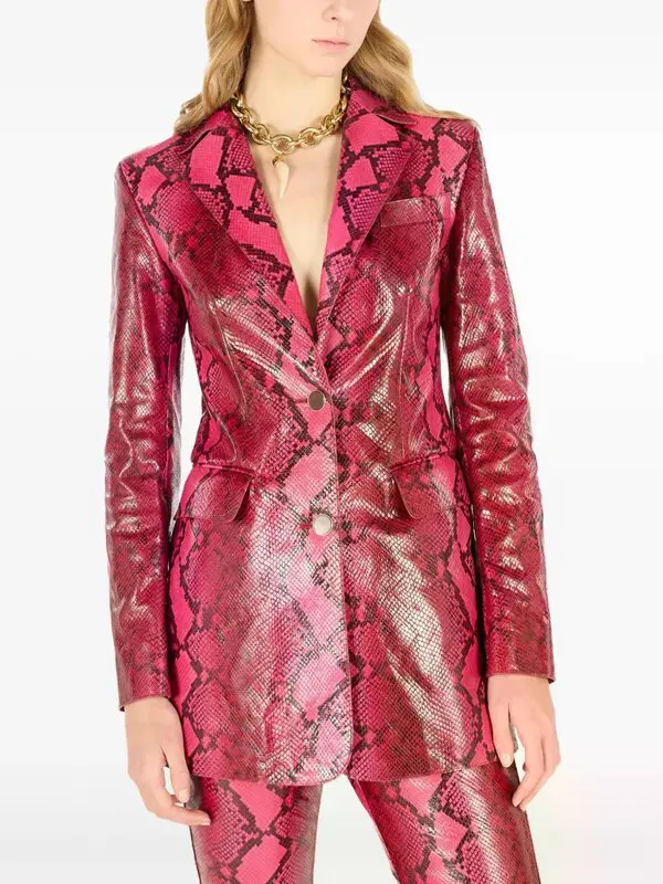 Roberto Cavalli Snake-print Double-breasted Blazer