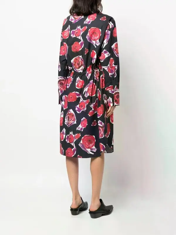 Marni Rose-print Tie-waist Dress