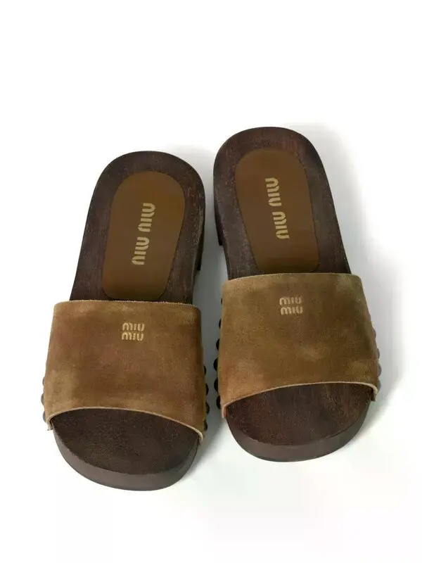 Miu Miu Faded Suede Clogs - Brown