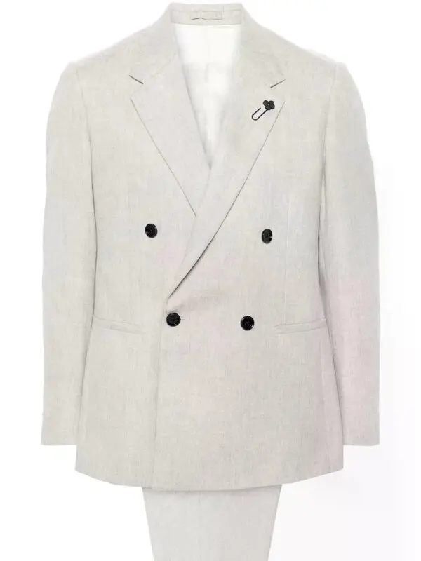 LARDINI Logo-brooch Suit