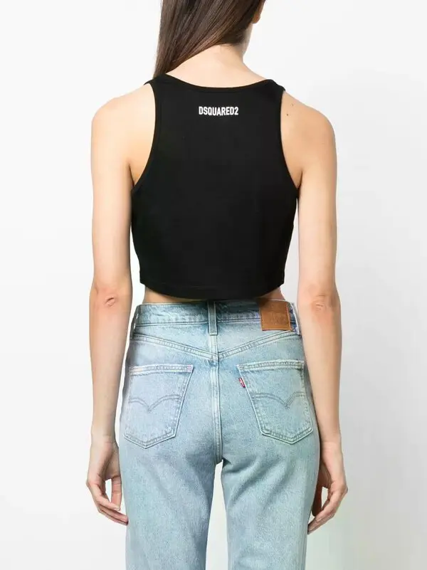 Dsquared2 Icon Rhinestone-embellished Crop Top