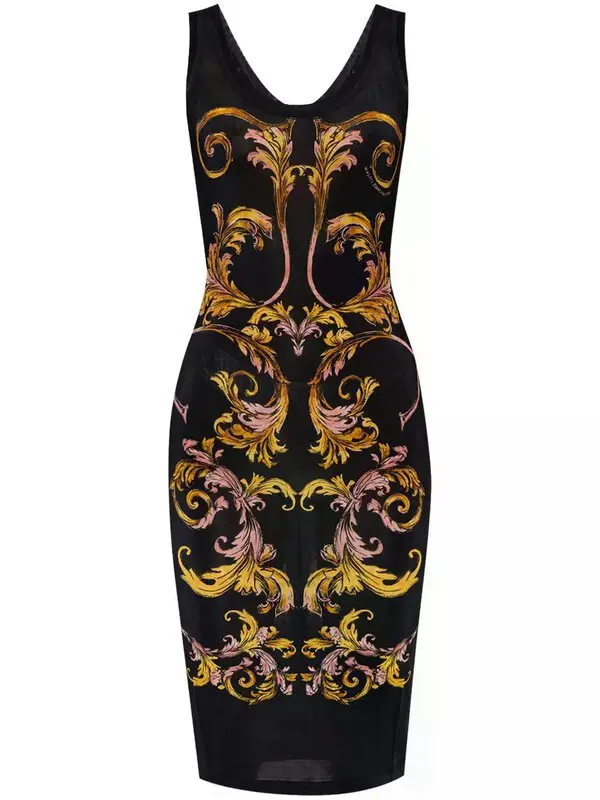 Versace Barocco Print Midi Dress
