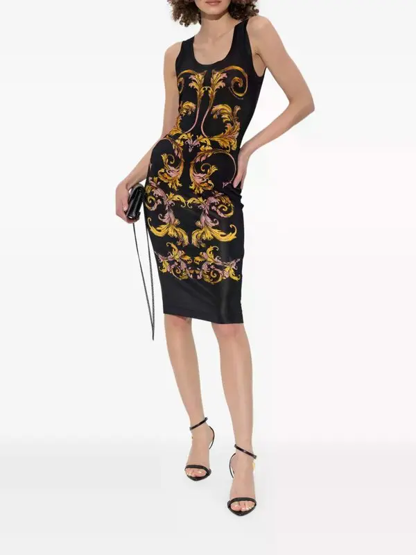 Versace Barocco Print Midi Dress